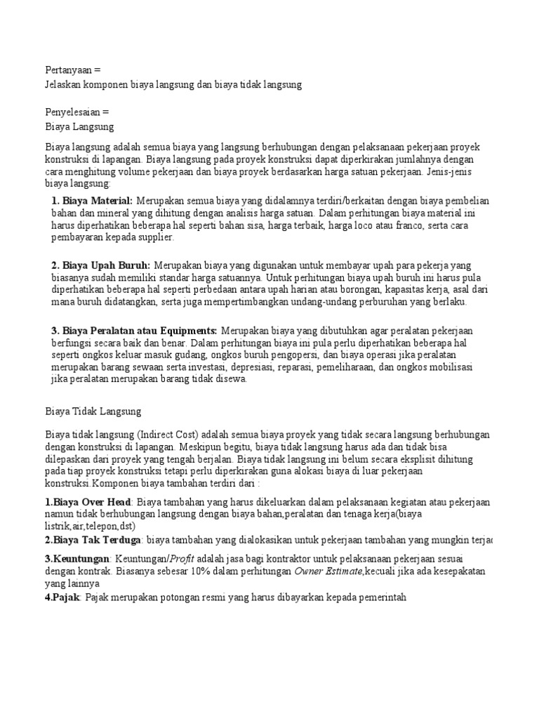 Makon C Kelompok 10 #Tugas Biaya Konstruksi# | PDF