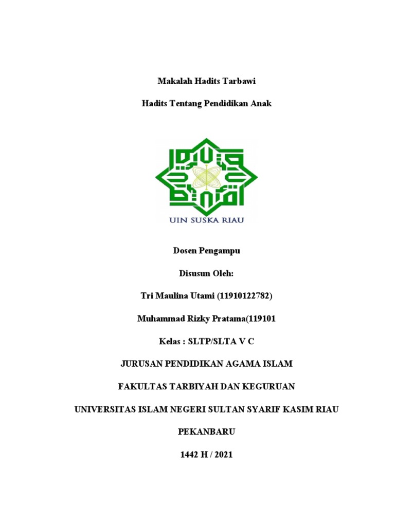 Makalah Hadits Tarbawi TRI | PDF