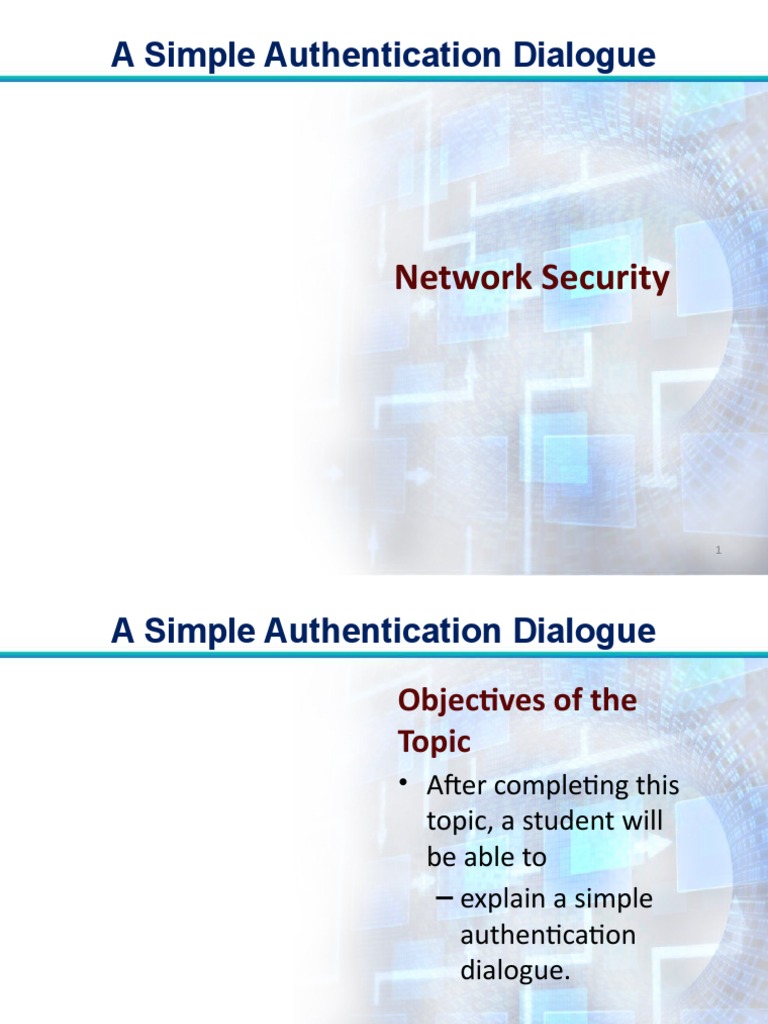 A Simple Authentication Dialogue: Network Security | PDF | Password ...