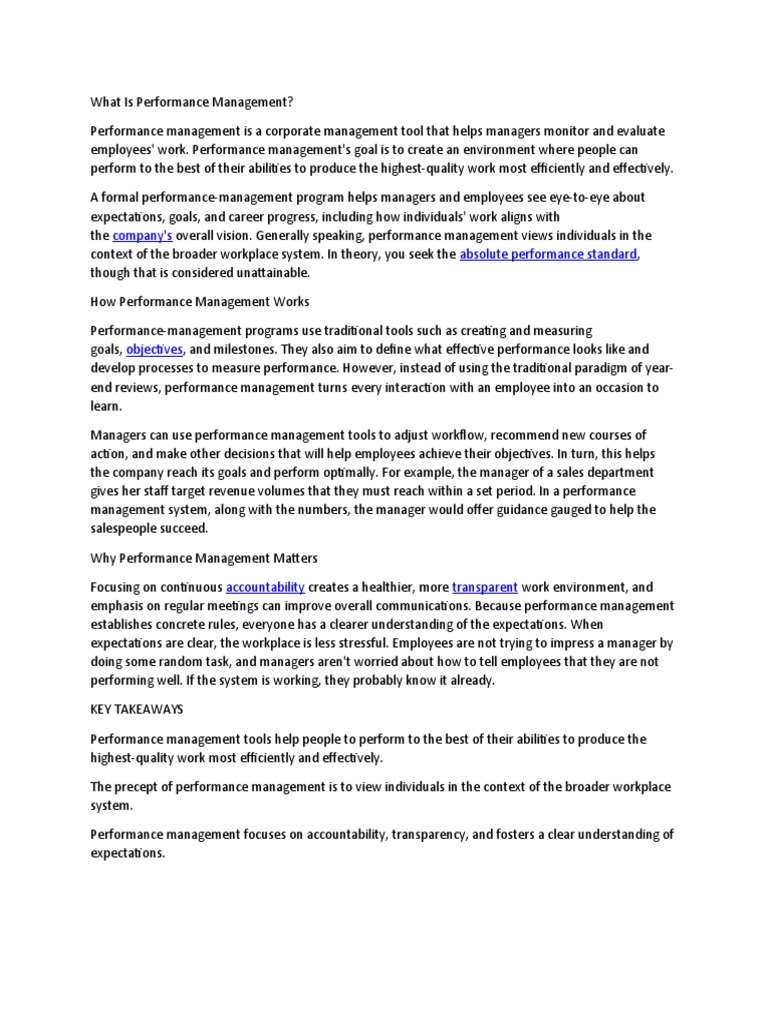 Company's Absolute Performance Standard | PDF | Goal | Sales