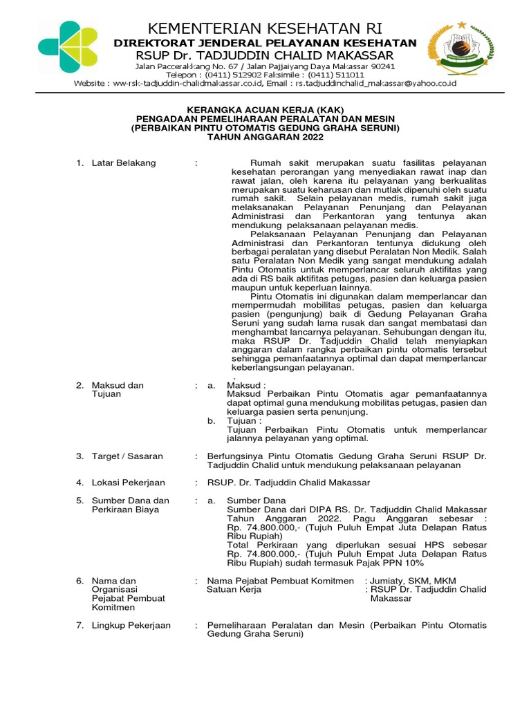 Perbaikan Pintu Otomatis Gedung Seruni | PDF