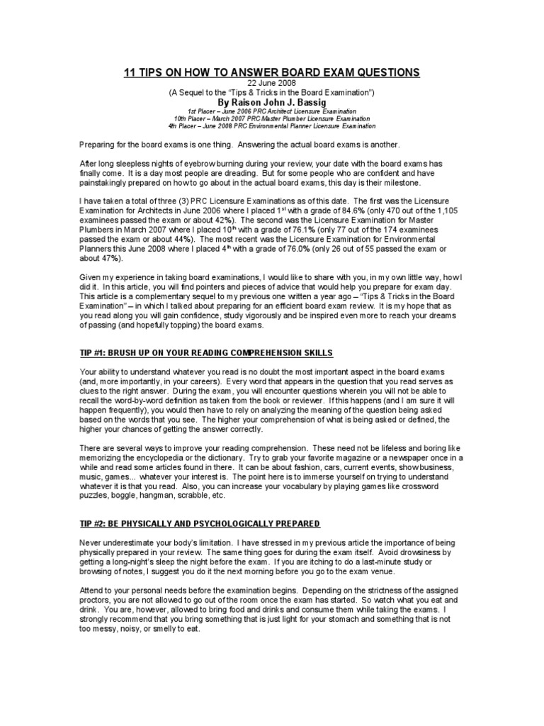 Board Exam Answering Tips | PDF