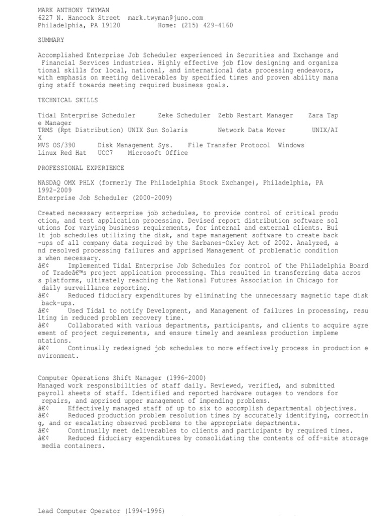 Mark Twyman's Resume | PDF | Computing | Software