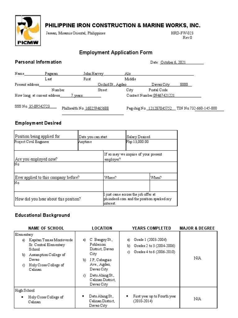 Philippine Iron Construction & Marine Works, Inc.: Employment ...