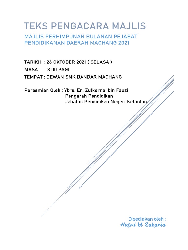 Teks Majlis Perhimpunan Bulanan PPD Machang 2021 | PDF