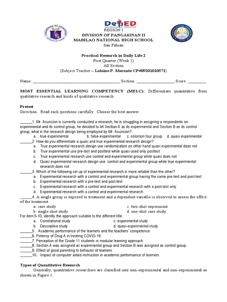Modified Module pr2 q1-w 2 | Download Free PDF | Experiment | Survey Methodology