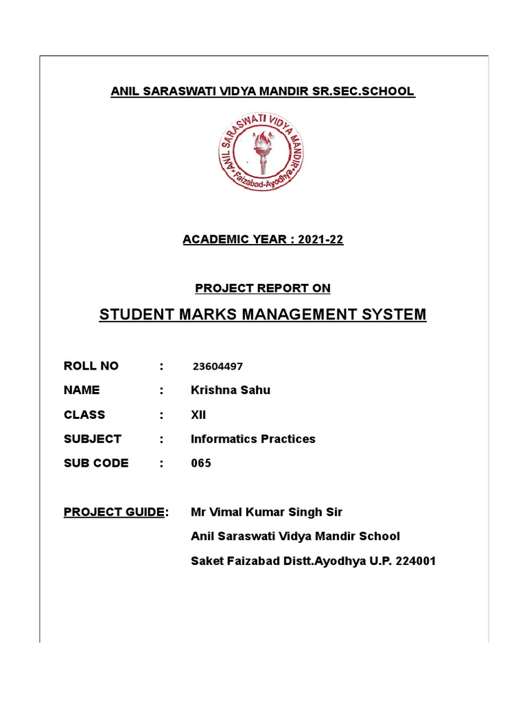 Student Marks Management System | PDF | Databases | Table (Database)