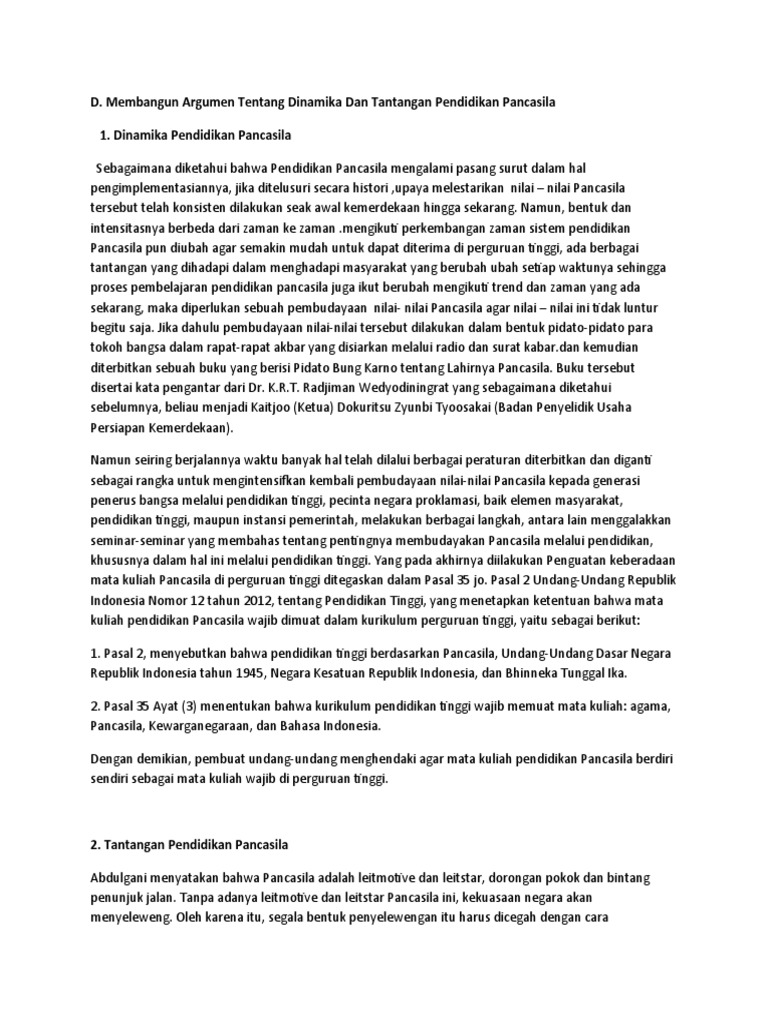 D.Membangun Argumen Tentang Dinamika Dan Tantangan | PDF D.Membangun Argumen Tentang Dinamika Dan Tantangan | PDF
