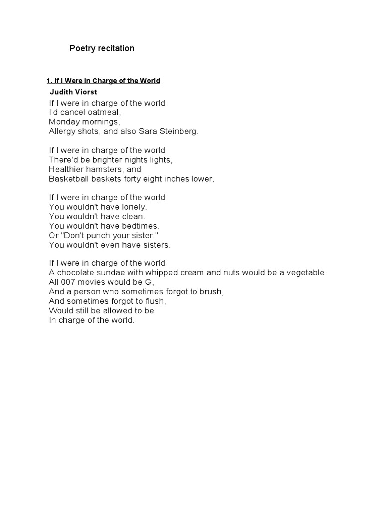 Poetry Recitation: Judith Viorst | PDF