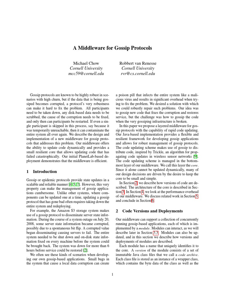 A Middleware For Gossip Protocols | PDF | Class (Computer Programming ...