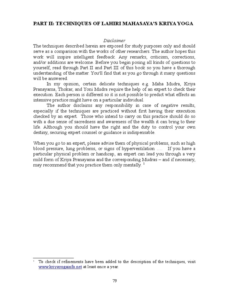 Part II - Techniques of Lahiri Mahasaya's Kriya Yoga | PDF | Prana | Yoga