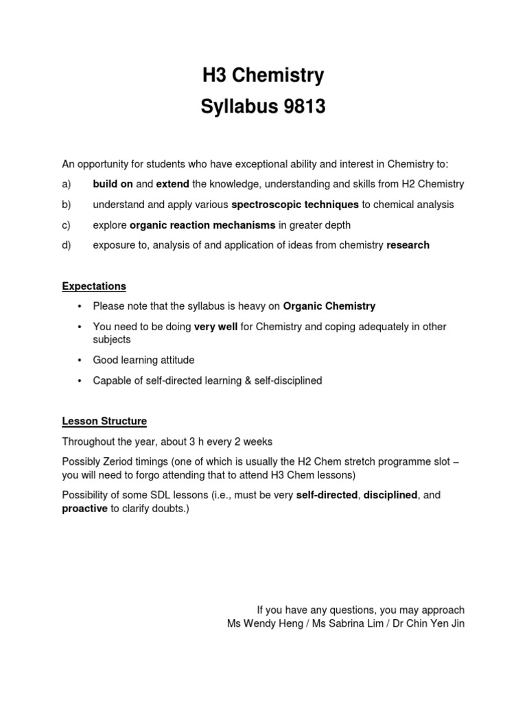 H3 Chemistry Publicity Info (2021 JC1) | PDF | Spectroscopy | Chemistry