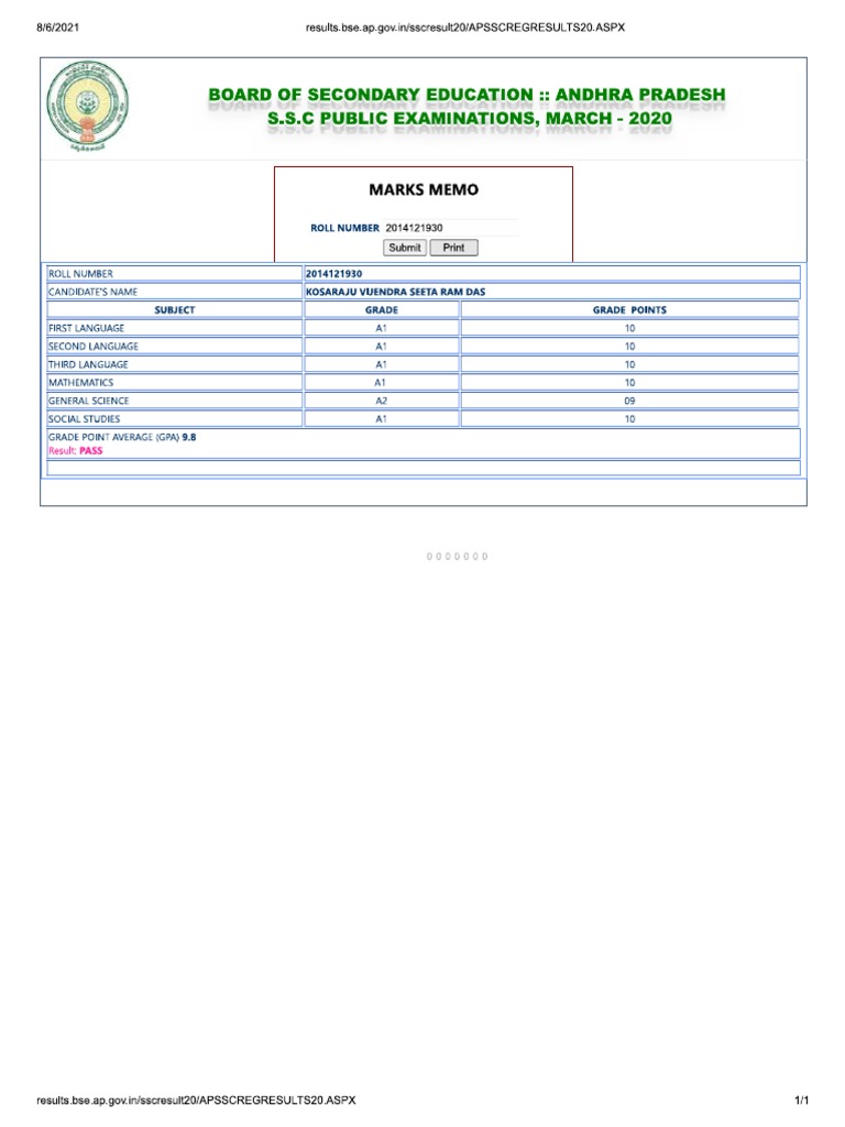 Vijay 10th Marks List | PDF