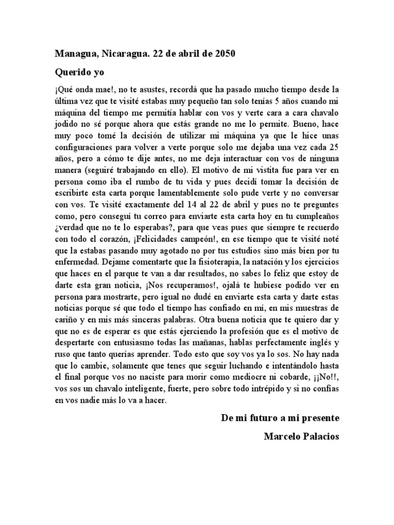 Carta de Mi Yo Del Futuro A Mi Yo Del Presente. | PDF