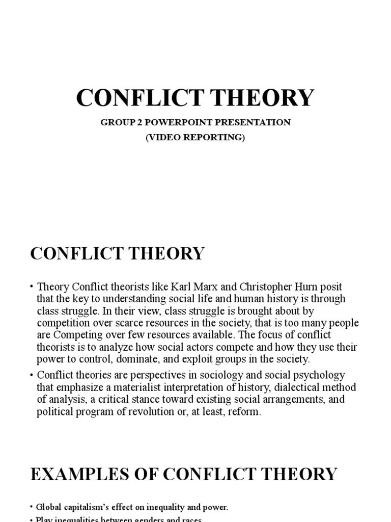 Conflict Theory: Group 2 Powerpoint Presentation (Video Reporting ...