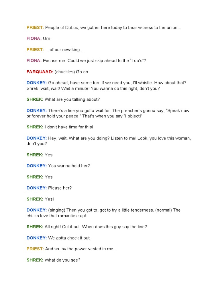 Dubbing Shrek Script | PDF