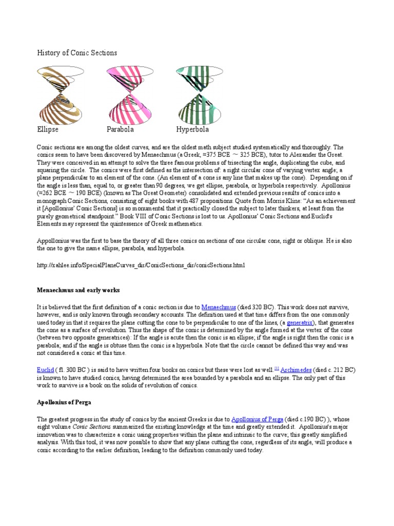 History of Conic Sections Short | PDF | Geometry | Geometric Shapes