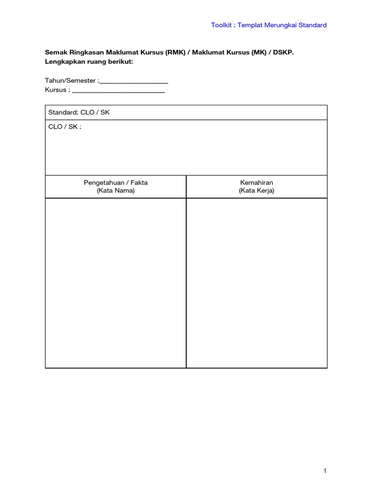 Toolkit - Templat Merungkai Standard | PDF
