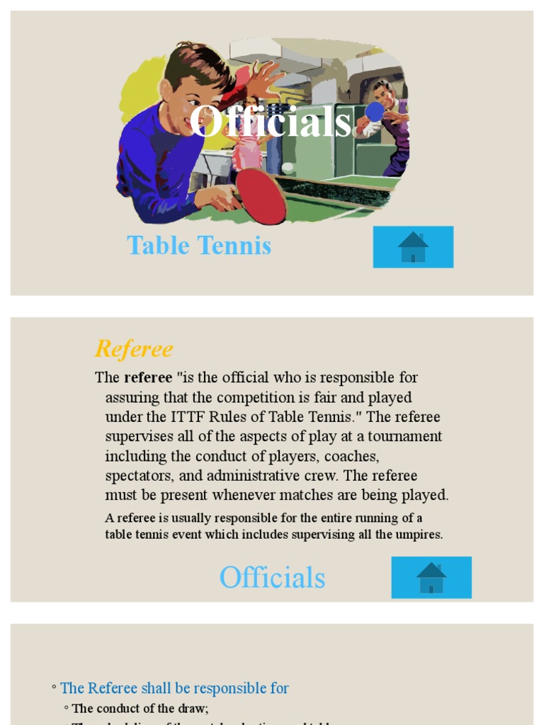 Officials: Table Tennis | PDF | Table Tennis | Referee