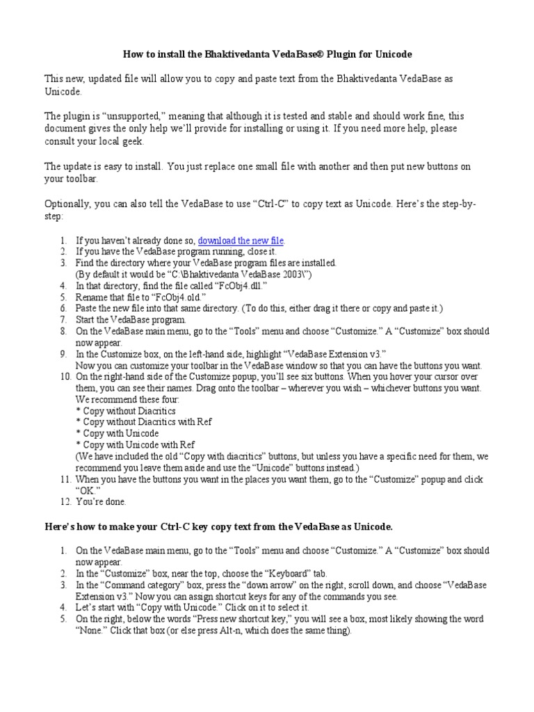 VedaBase Unicode Plugin - Installation Guide | PDF | Keyboard Shortcut | Software Engineering