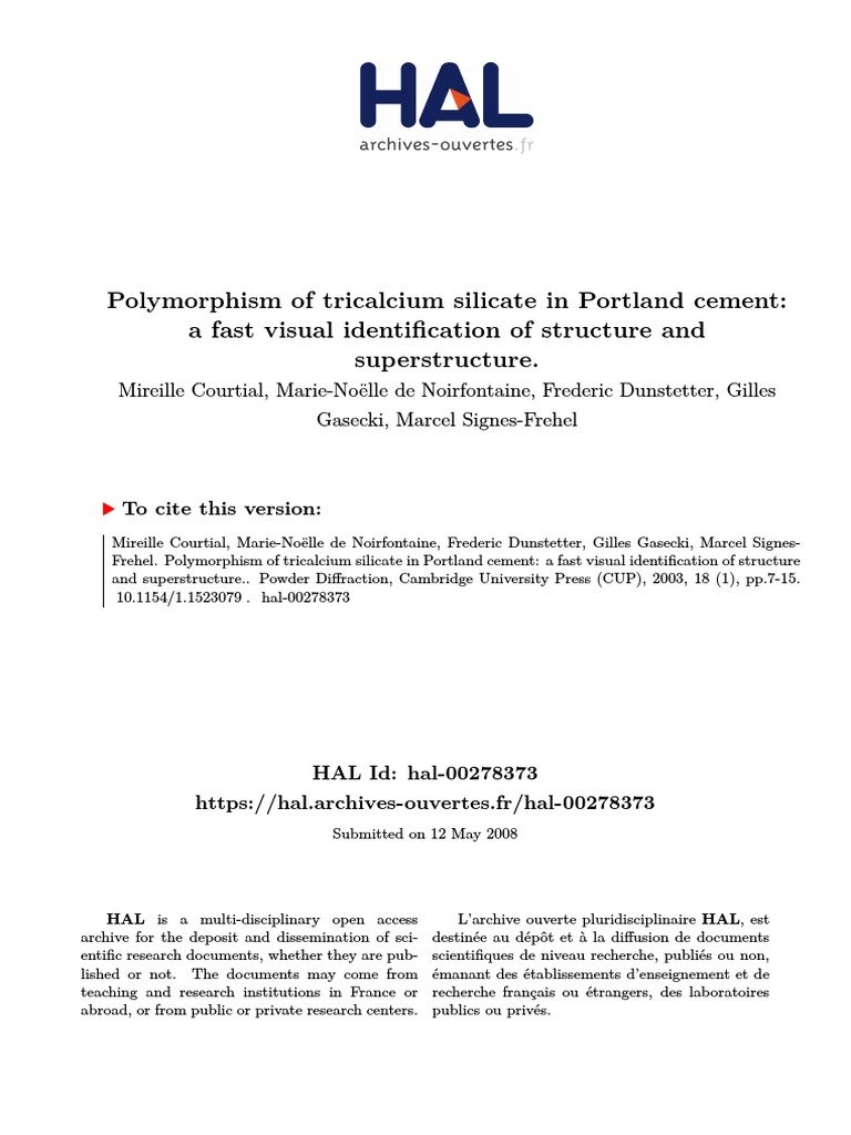 Polymorphs of C3S | PDF | X Ray Crystallography | Building Engineering
