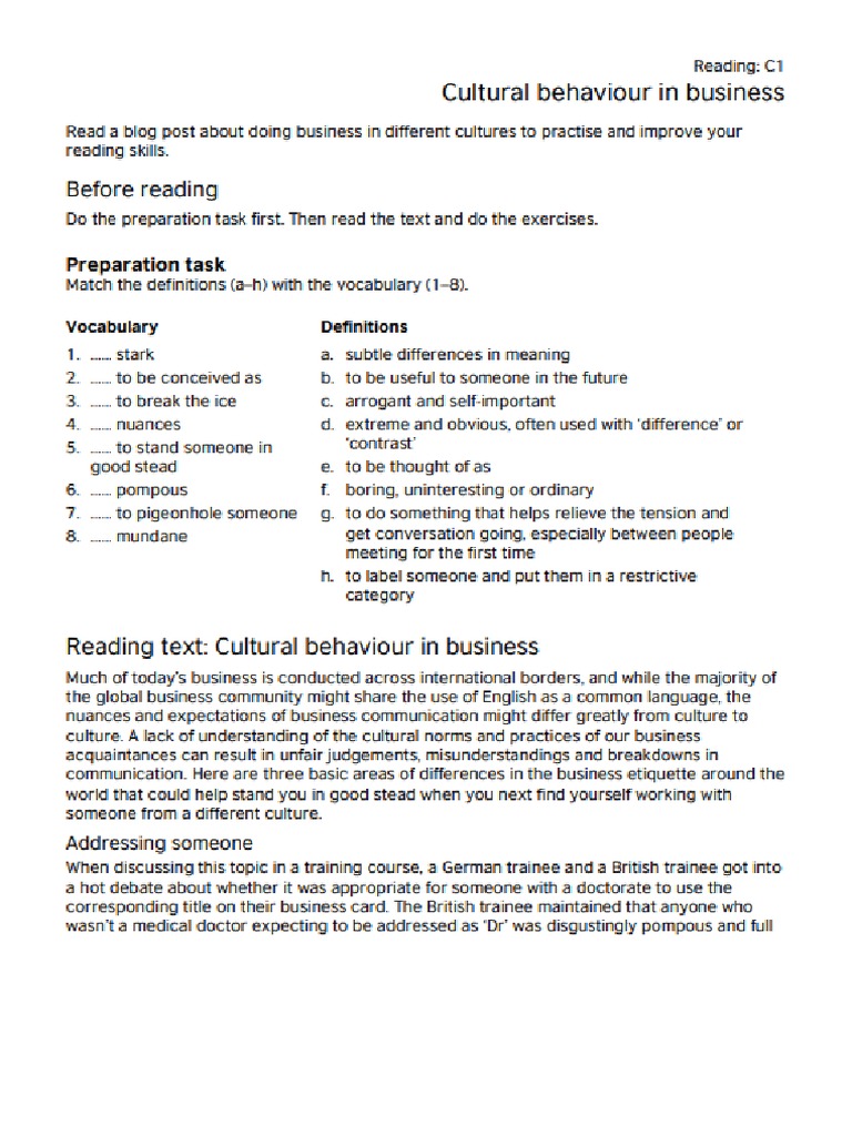 Cultural Differences in Business | PDF