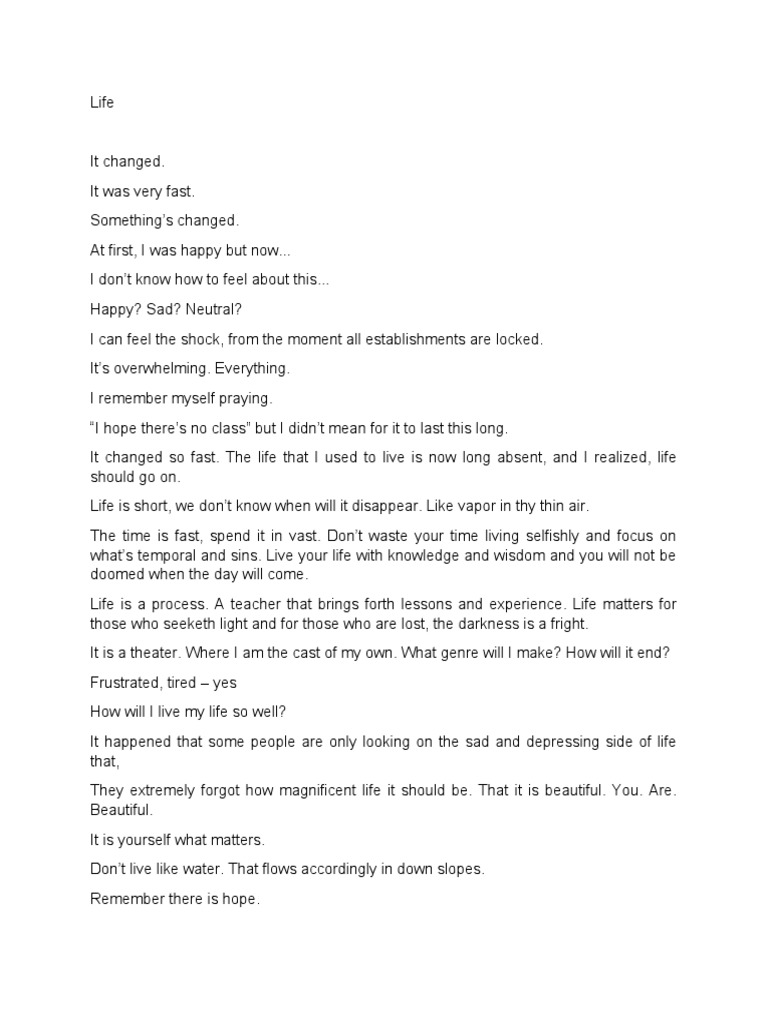 Life SPOKEN POETRY | PDF