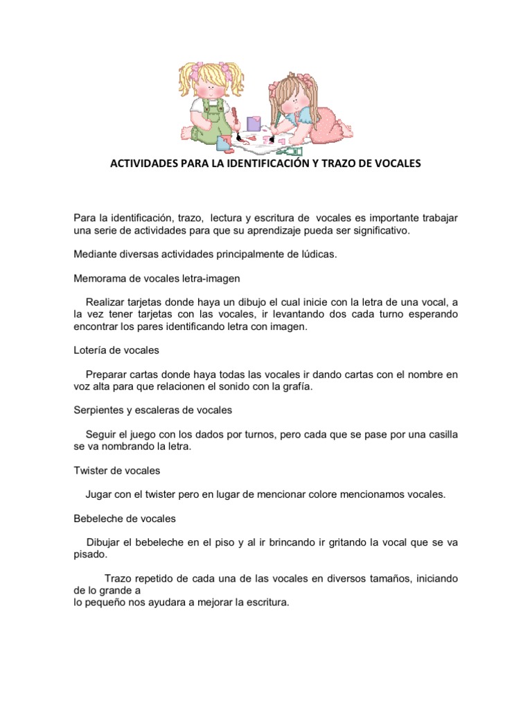 Actividades para La Identificación y Trazo de Vocales | PDF