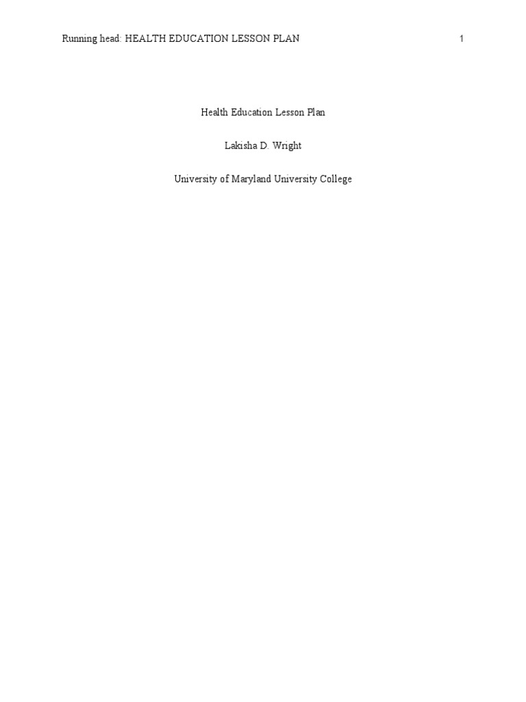 Health Education Lesson Plan | Download Free PDF | Lesson Plan ...