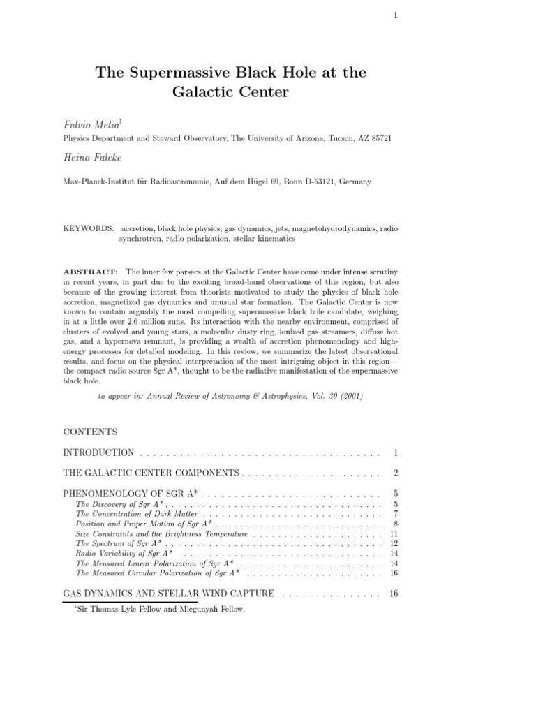 The Supermassive Black Hole at The Galactic Center | PDF