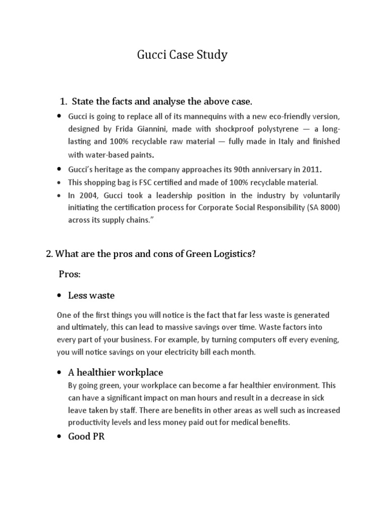 Gucci Case Study | Download Free PDF | Logistics | Sustainability
