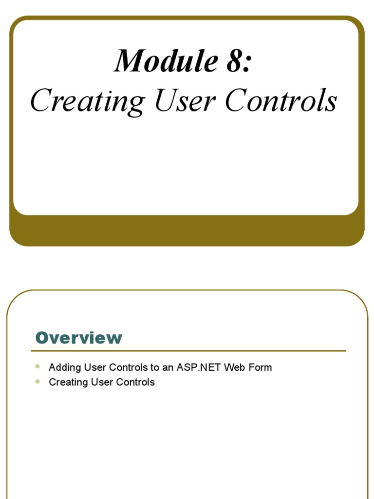 Creating User Controls | PDF | World Wide Web | Internet & Web