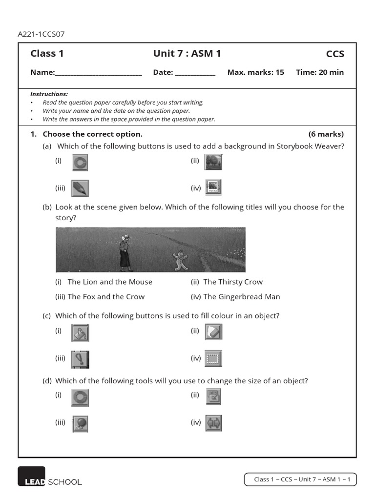 CCS - Grade 1 - Unit 7 - ASM 1 | PDF | Computing | Software