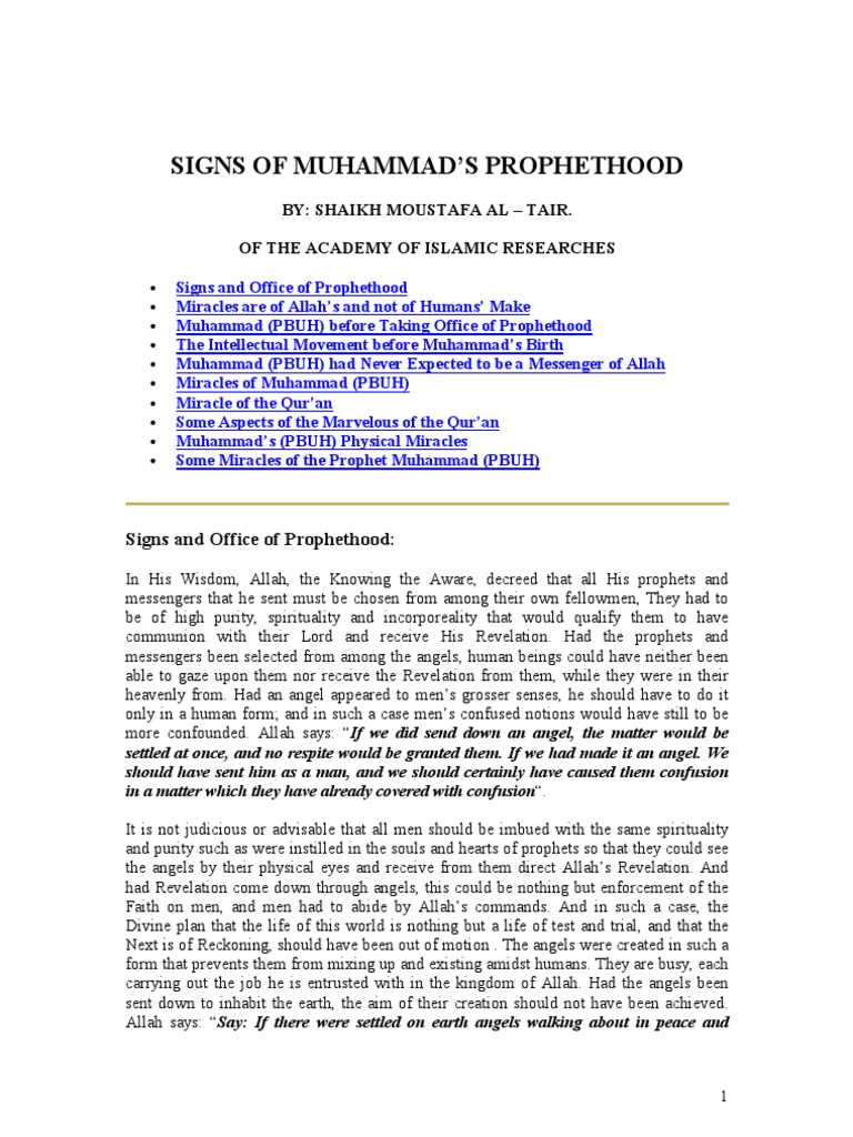 Signs of Muhammad'S Prophethood | PDF | Prophets And Messengers In ...