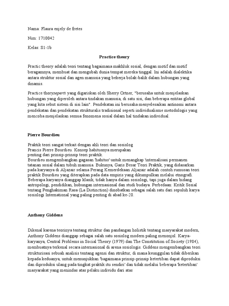 Teori Praktik dalam Sosiologi Modern | PDF