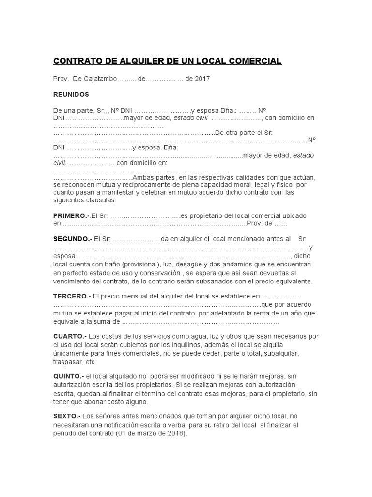 Contrato de Alquiler de Un Local Comercial | PDF