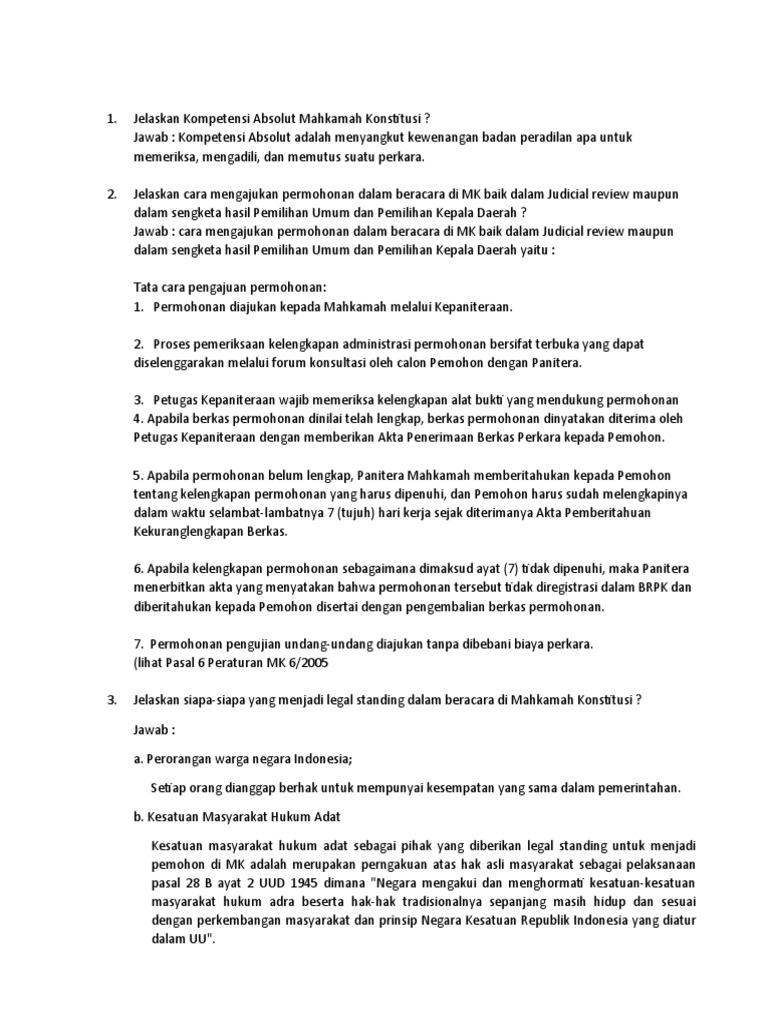 Prosedur dan Kewenangan Mahkamah Konstitusi | PDF