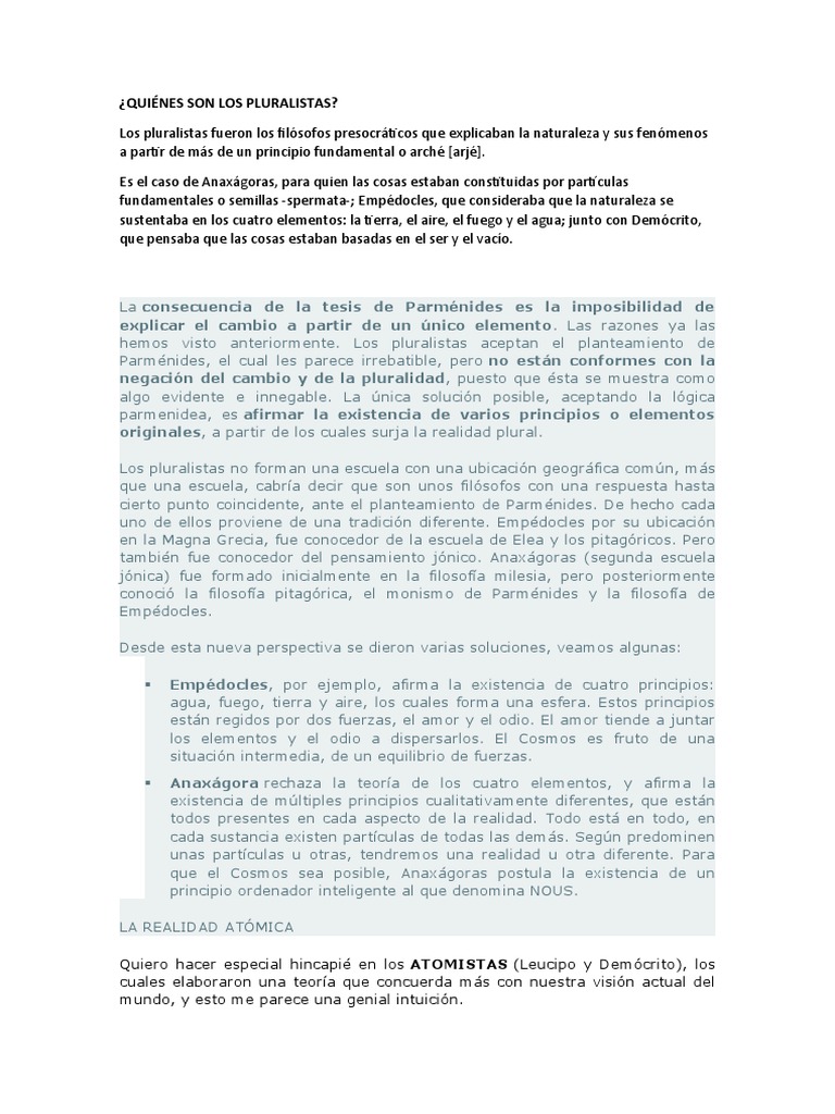 Los Pluralistas | PDF | Existencia | Filosofía