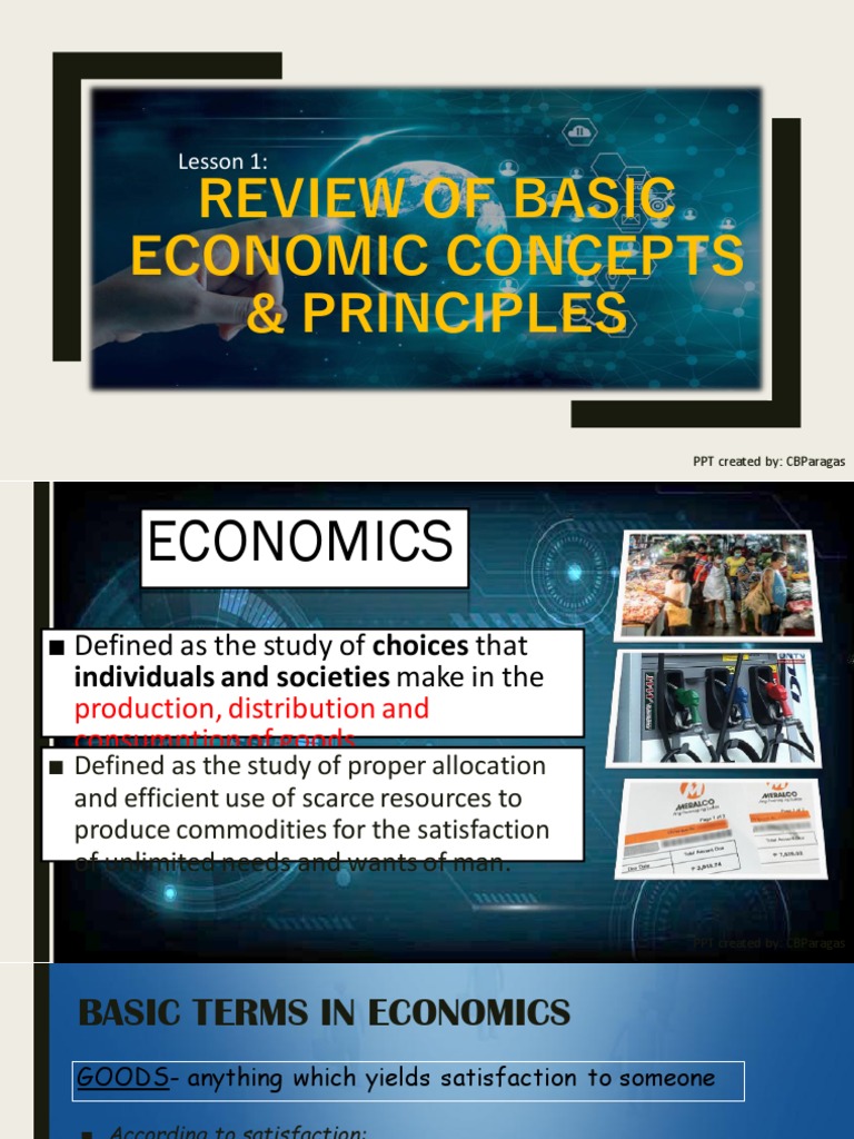 Review of Basic Economic Concepts & Principles: Lesson 1 | PDF ...