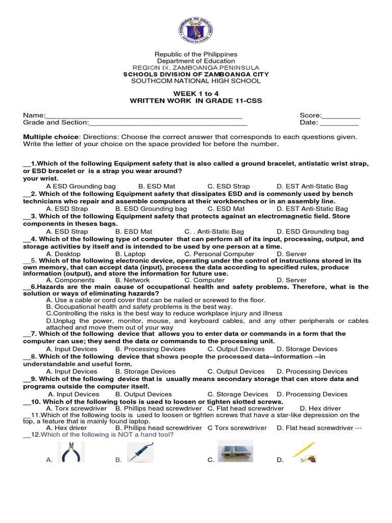 Grade 11 ESD Safety and Computer Basics | PDF | Electrostatic Discharge ...
