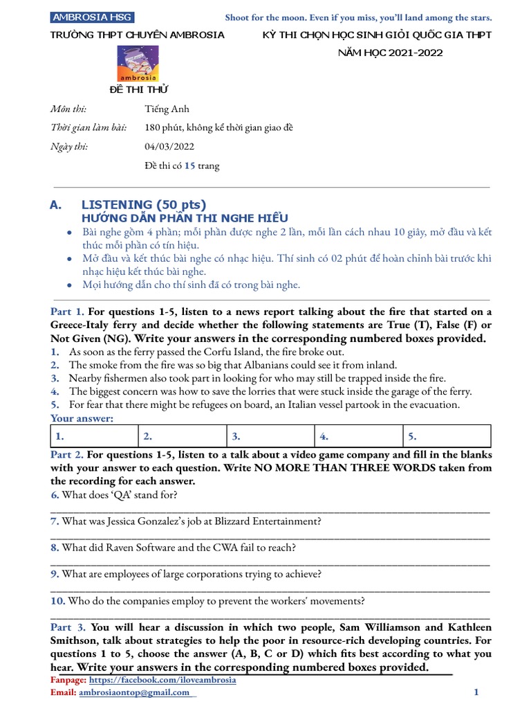 Analysis of an English Language Practice Exam for Vietnamese High ...