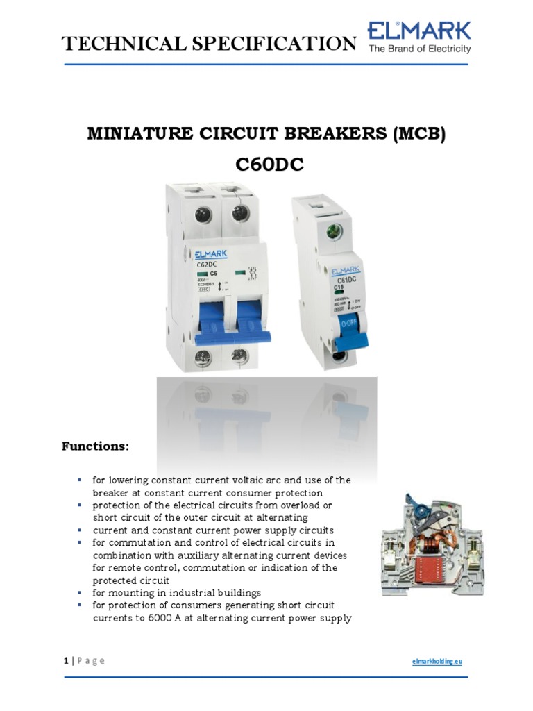 1.technical Specification - MINIATURE CIRCUIT BREAKERS (MCB) C60DC ...