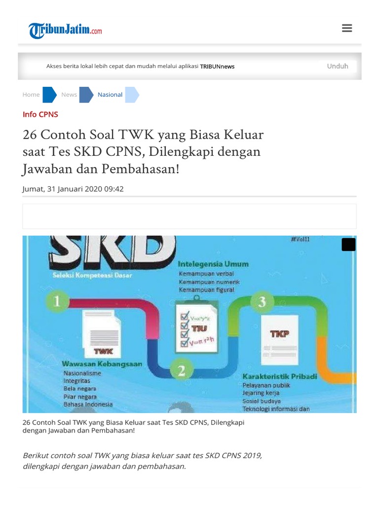 26 Contoh Soal TWK Yang Biasa Keluar Saat Tes SKD CPNS, Dilengkapi ...