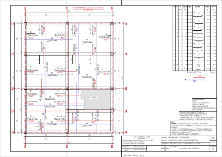 R06 - Plan Armare Placa Peste Parter - A3 - 25 | PDF