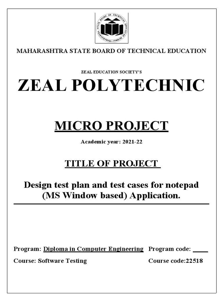 Zeal Polytechnic: Micro Project | PDF | Keyboard Shortcut | Diploma