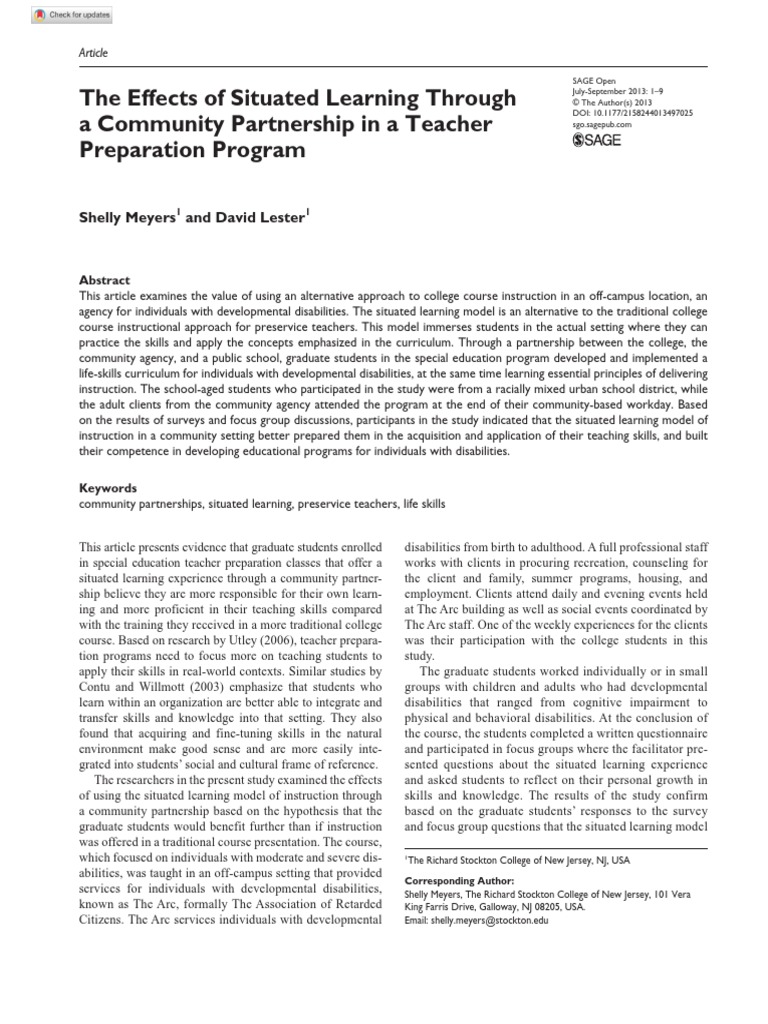 The Effects of Situated Learning | PDF | Learning | Special Education