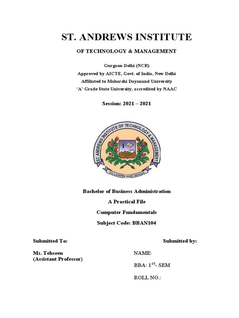 CF - Bba1 - Format Practical File | PDF | Microsoft Excel | Chart