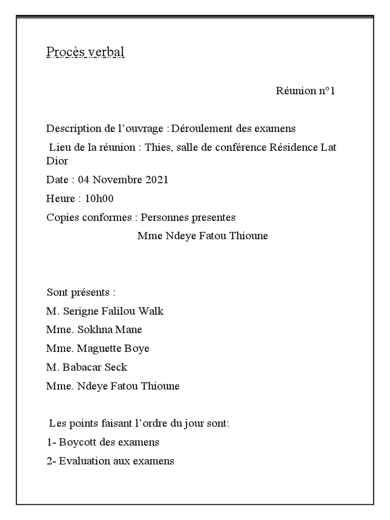 Procès Verbal | PDF