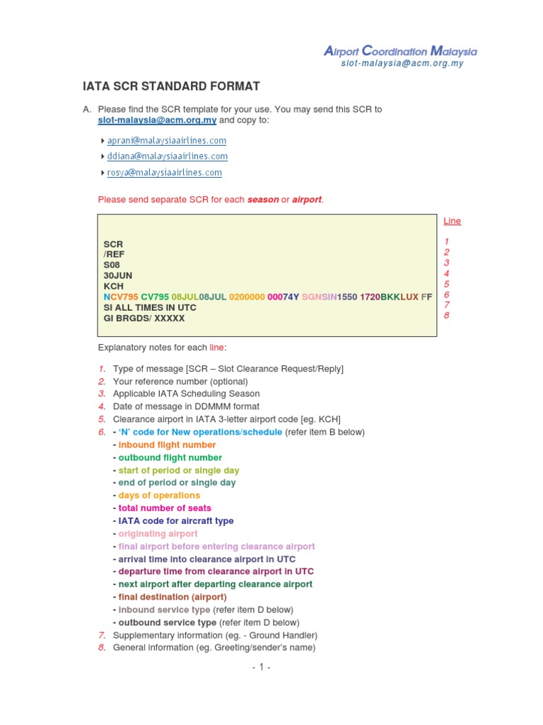 Iata Scr Standard Format | Aeronautics | Industries