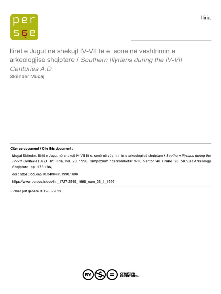 Ilirët e Jugut Në Shekujt IV-VII Të E. Sonë Në Vështrimin e ...